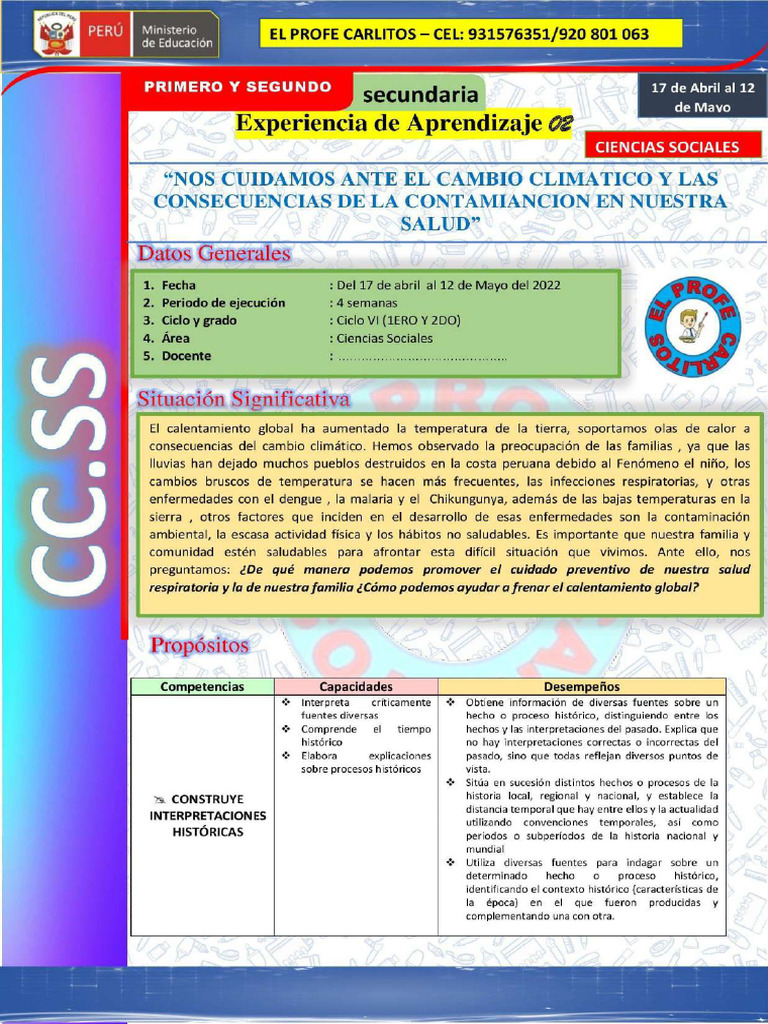 Experiencia de Aprendizaje 02 - 1ero y 2do - Ciencias Sociales - 2023 - 00001 | PDF