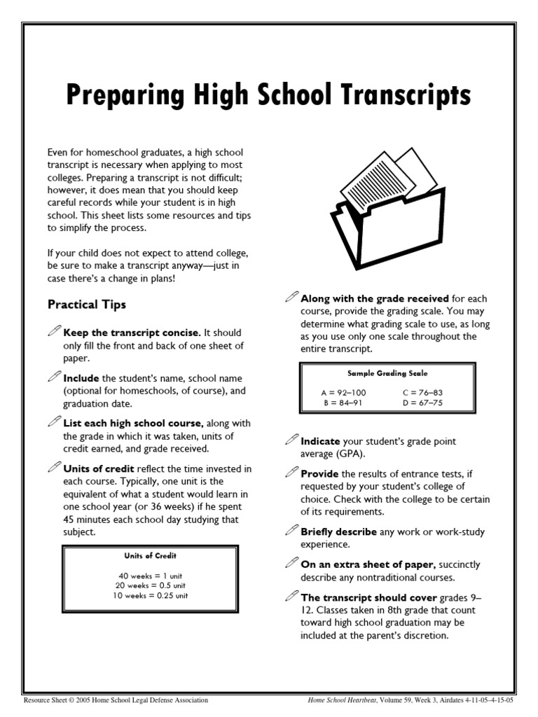 Preparing High School Transcripts - HSLDA | Download Free PDF ...