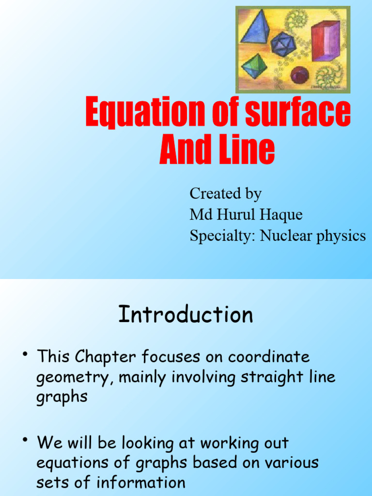 Equation of Surface and Line | PDF | Line (Geometry) | Equations