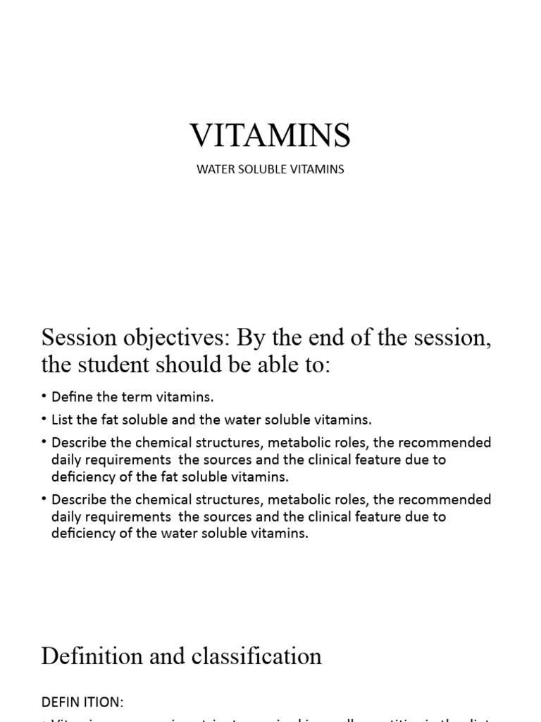 Water Soluble Vitamins | PDF | Metabolism | Cofactor (Biochemistry)