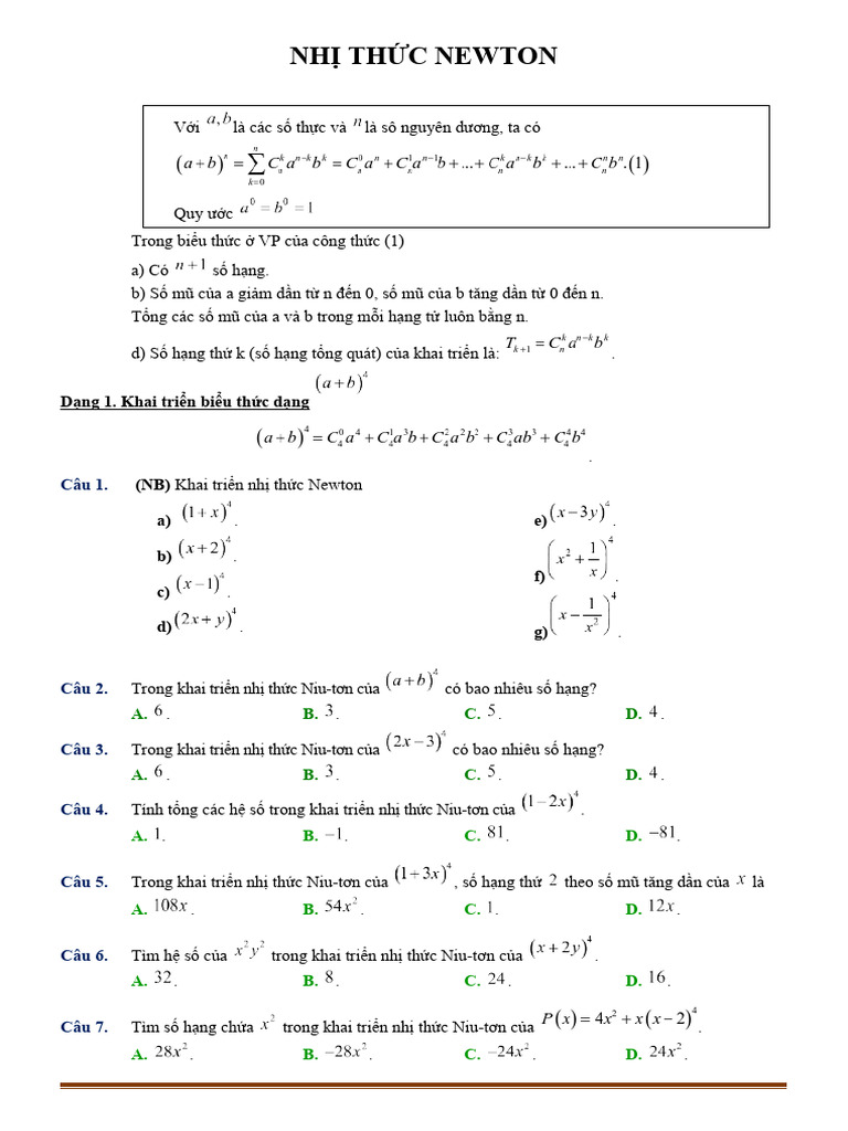 Nhi Thuc Newton - de | PDF