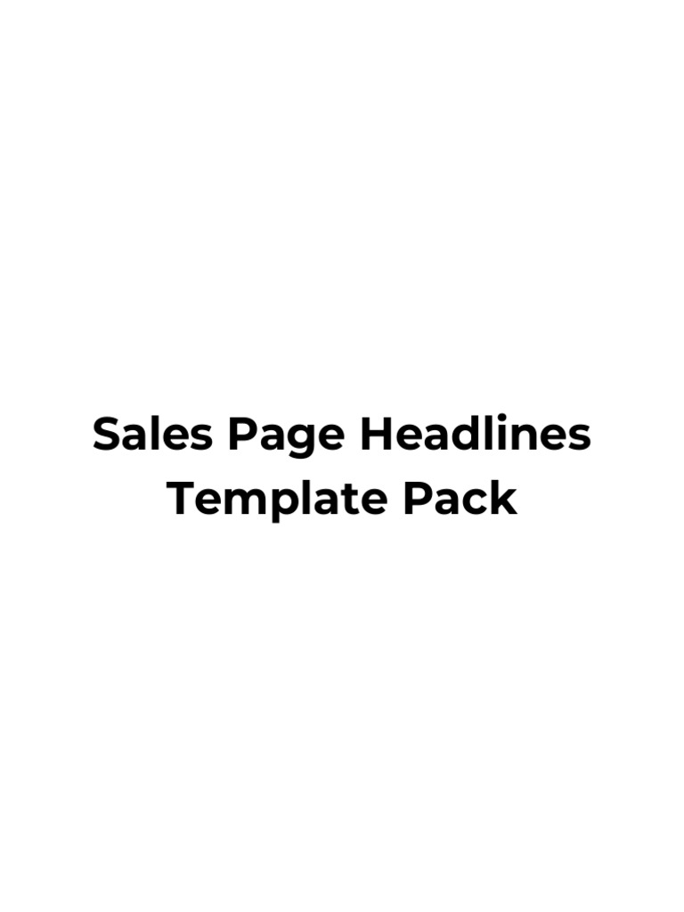 Sales Page Headlines Template Pack | PDF