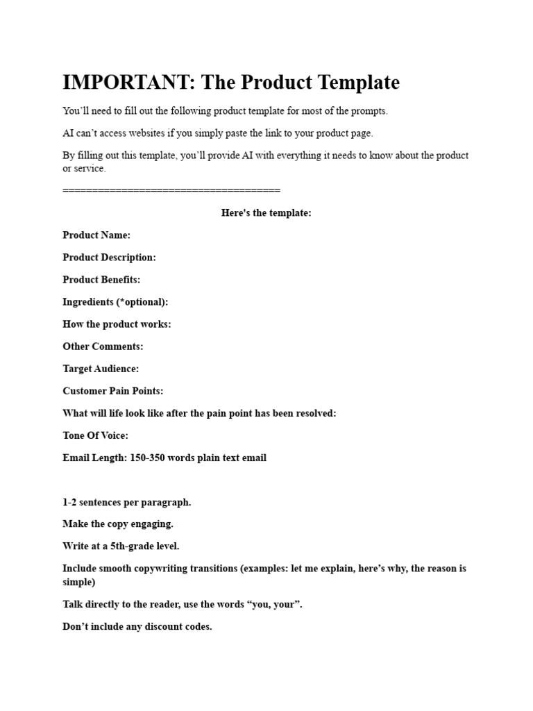 00-IMPORTANT - The Product Template | PDF | Copywriting | Iodine