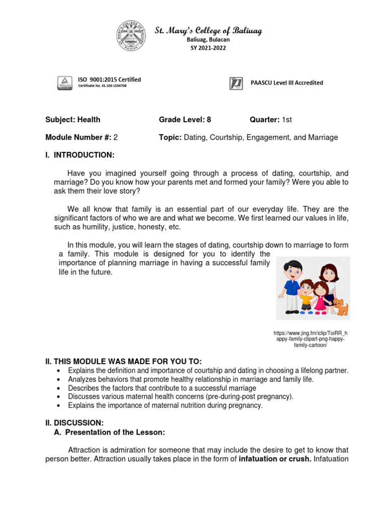 Health 8 Module 2 | PDF | Social Institutions | Intimate Relationships