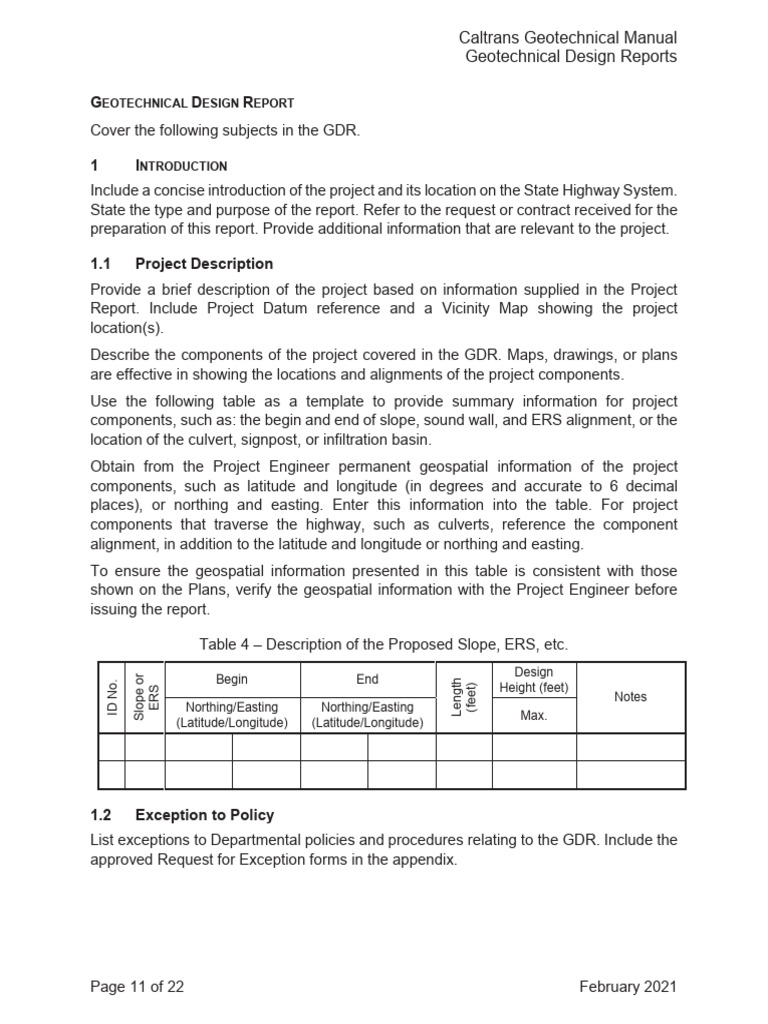 APPENDIX 1.0 Geotechnical Design Reports - Guidelines | PDF ... APPENDIX 1.0 Geotechnical Design Reports - Guidelines | PDF ...