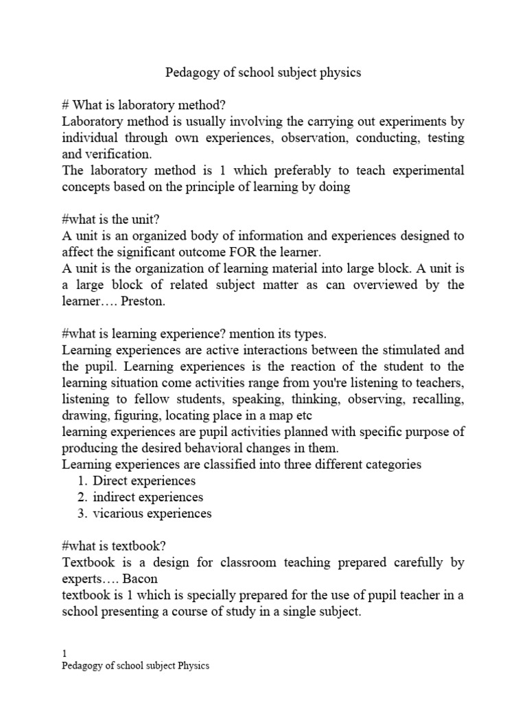 Pedagogy of School Subject Physics | PDF | Teachers | Pedagogy