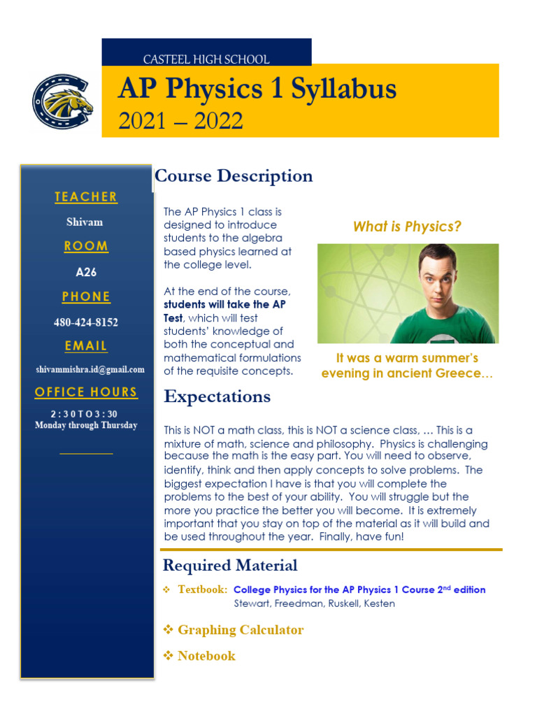 AP PHYSICS 1 Syllabus | Download Free PDF | Rotation Around A Fixed Axis | Velocity