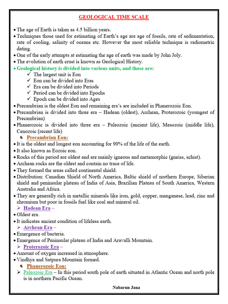 Geography Note - Geological Time Scale - For - U.P.S.C - W.B.C.S ...