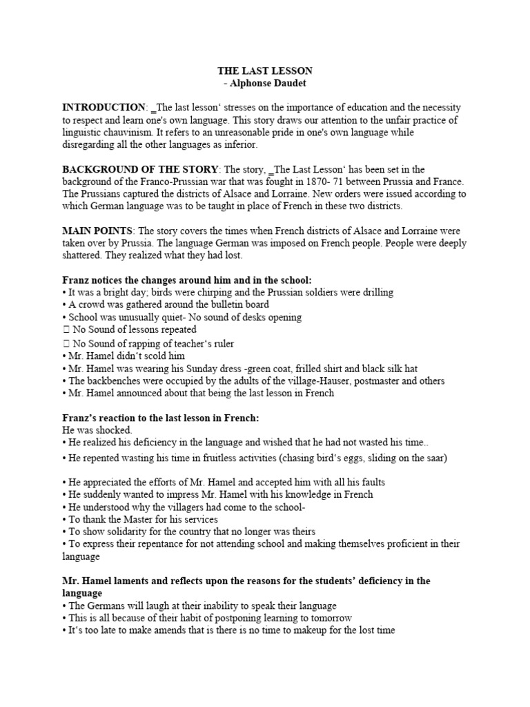 The Last Lesson | PDF | Literacy | Wisdom
