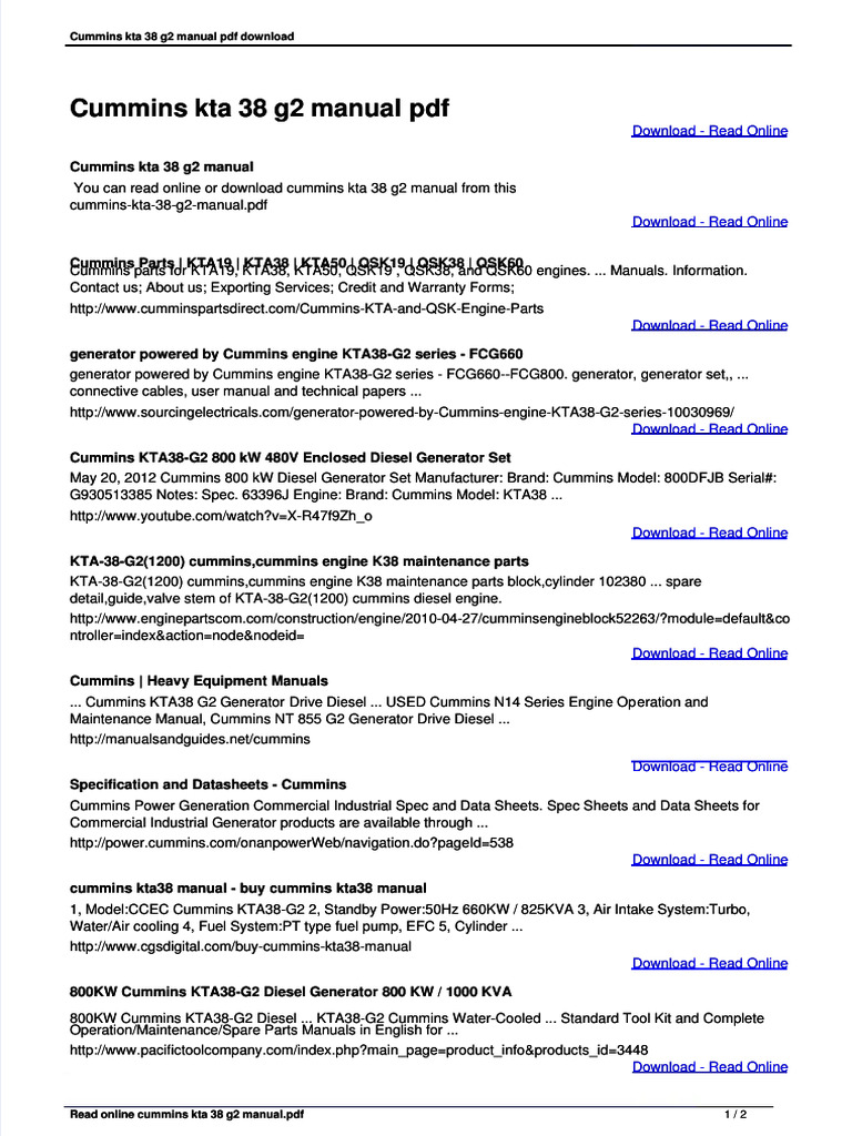 PDF Cummins Kta 38 g2 Manual PDF Download Read Online - Compress | PDF