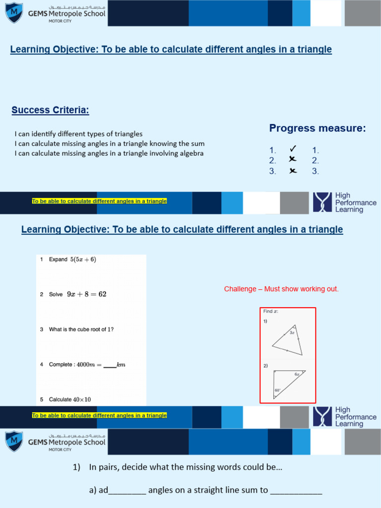 L1 To Be Able To Calculate Different Angles in A Triangle | PDF ...