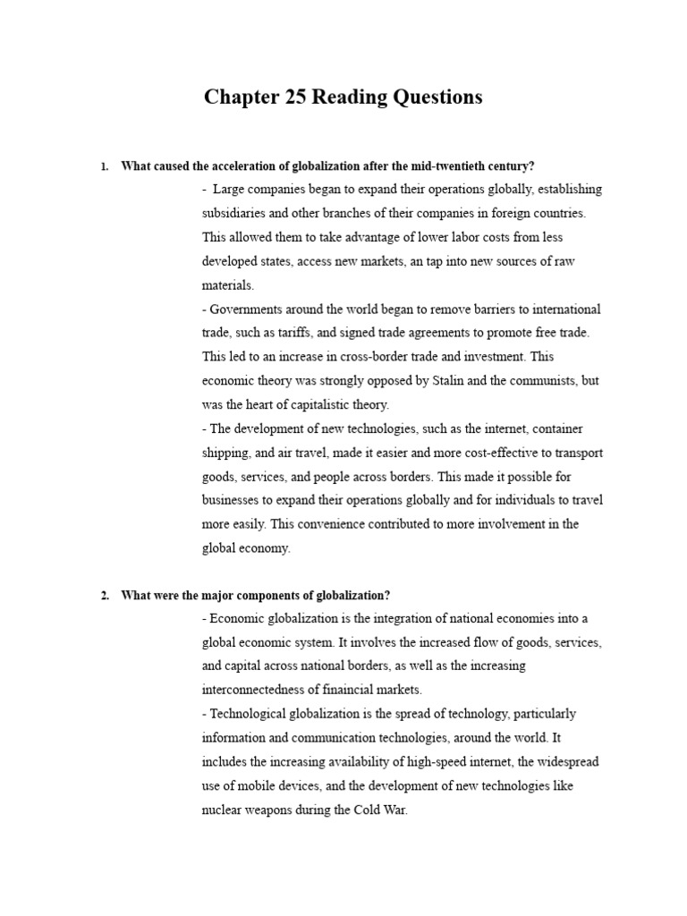 APWH Chapter 25 Reading Questions | PDF | Globalization | Economies APWH Chapter 25 Reading Questions | PDF | Globalization | Economies