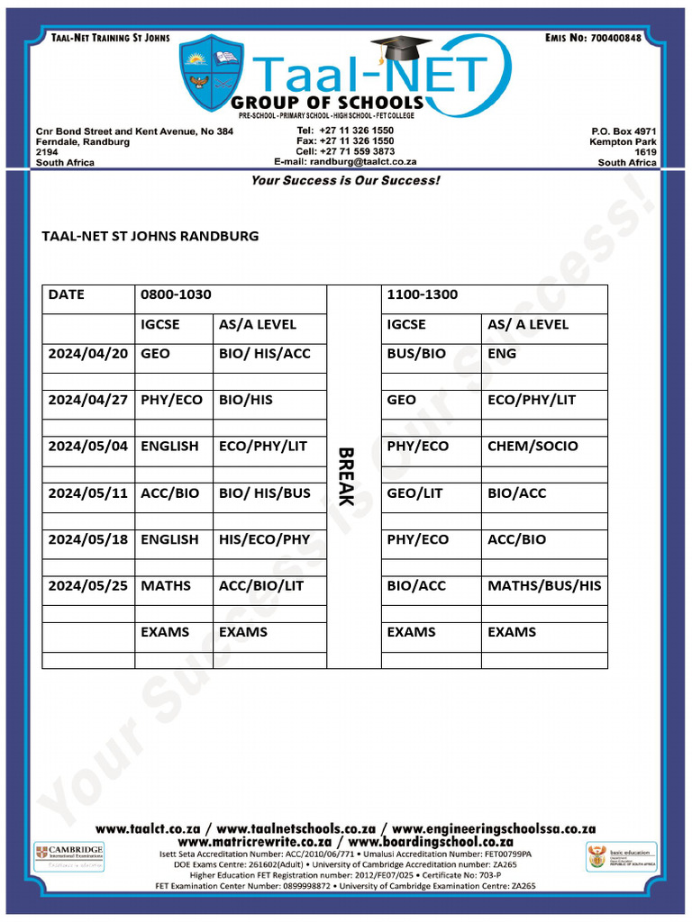 Weekend Timetable | PDF