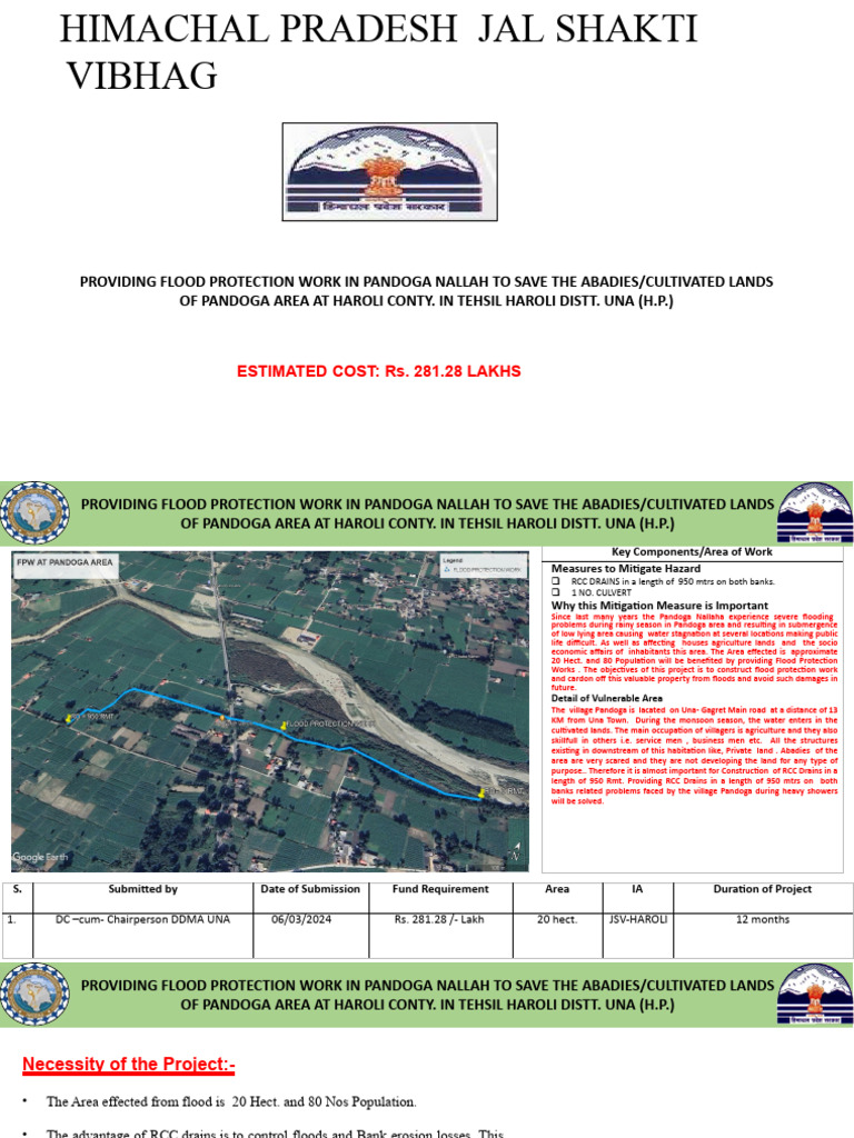Flood Protection Project for Pandoga Nallah | PDF | Flood | Discharge ...