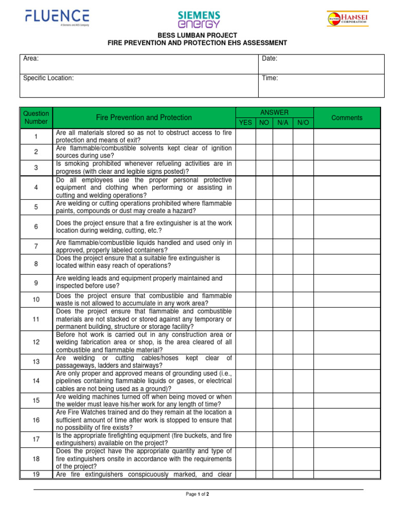 Fire Prevention Assessment | Download Free PDF | Fires | Hazards