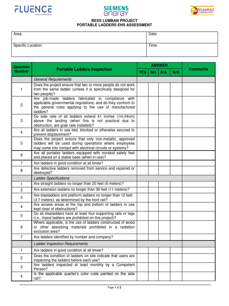 Ladders Assessment | PDF | Ladder | Safety