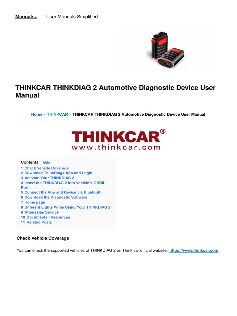 Thinkdiag 2 Automotive Diagnostic Device Manual | Download Free PDF ...
