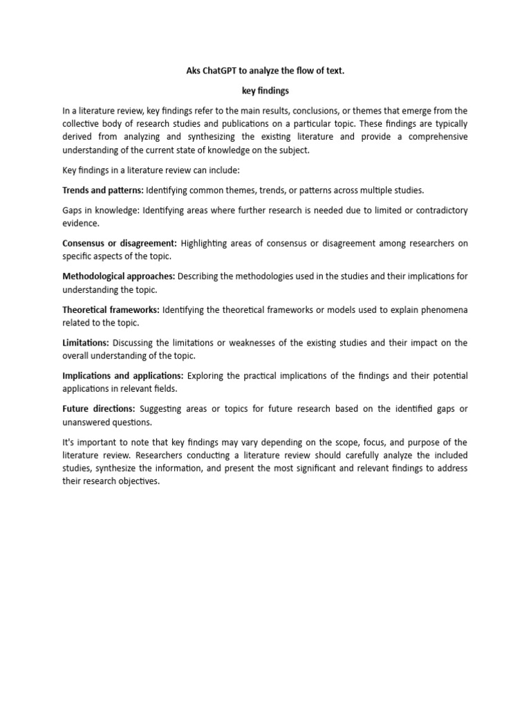 Key Findings in Literature Reviews | PDF