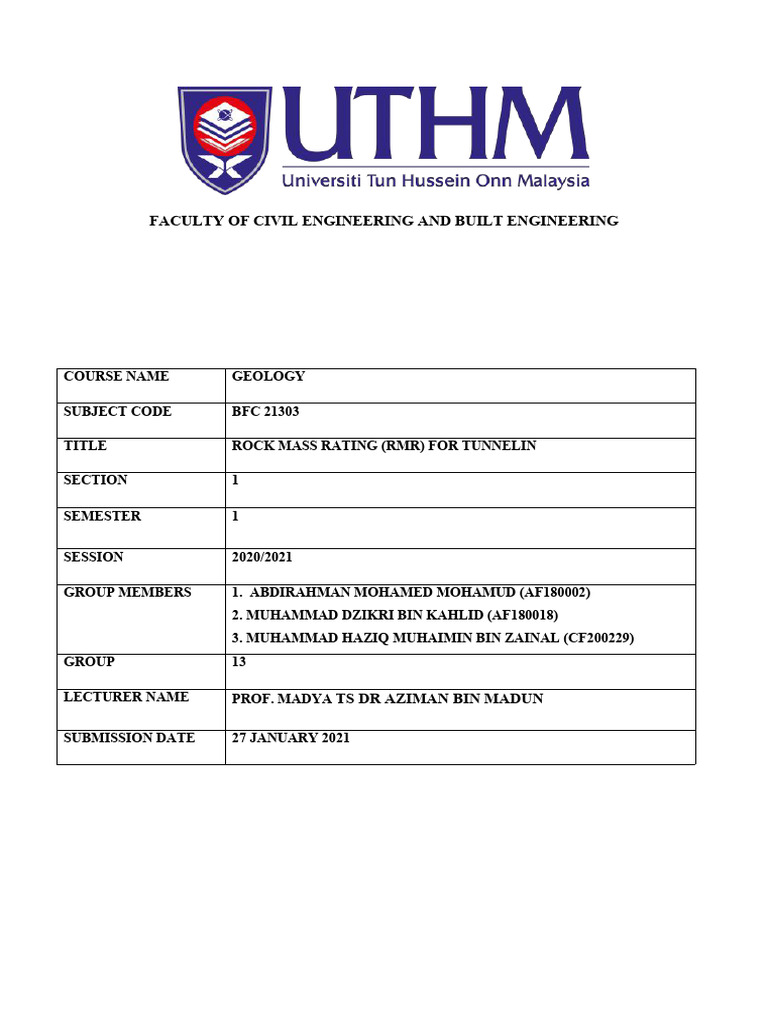 Geologyprojectreport | PDF | Tunnel | Earth Sciences