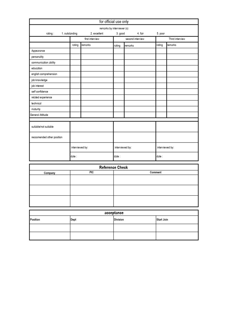 Form Penilaian Interview | PDF
