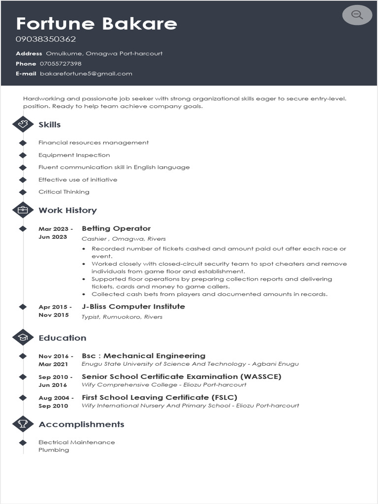 Entry-Level Job Seeker Profile | PDF