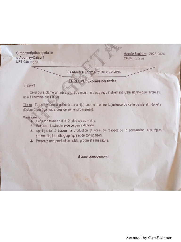 Examen Blanc Cep 2024 | PDF