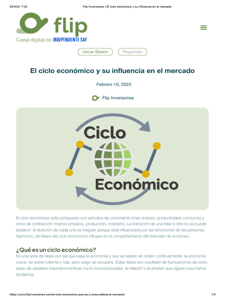 Flip Inversiones - El Ciclo Económico y Su Influencia en El Mercado | PDF | Ciclo comercial ...