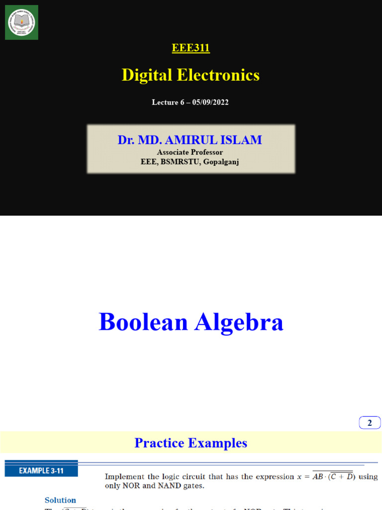 Eee311 L06 | PDF | Logic Gate | Digital Electronics