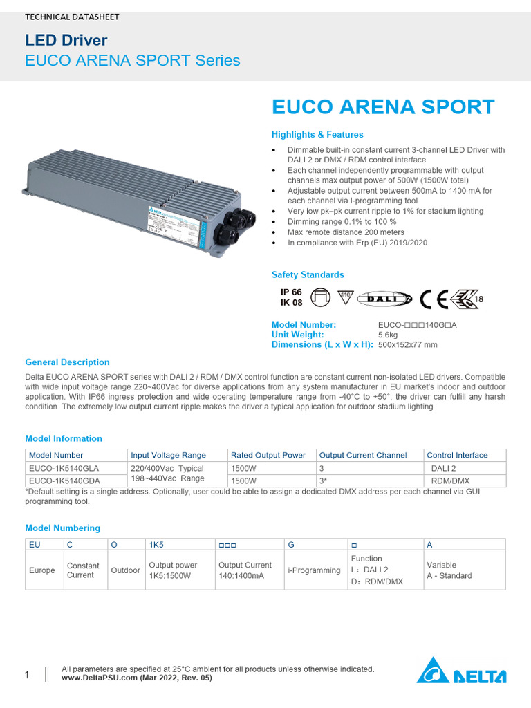 Datasheet EUCO-1K5140GLA | PDF | Alternating Current | Electrical ...