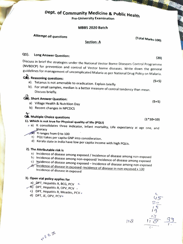 Community Medicine Preproff 2023 | PDF | Tuberculosis | Public Health