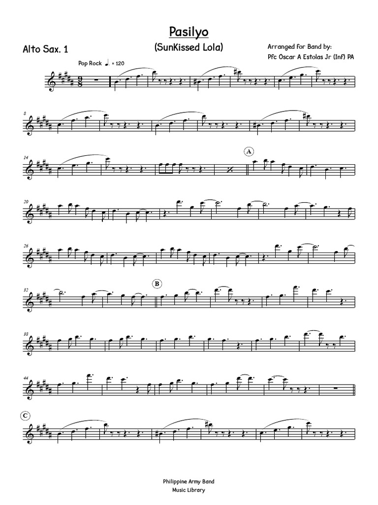 Pasilyo - SunKissed Lola - Alto Sax. 1 | PDF