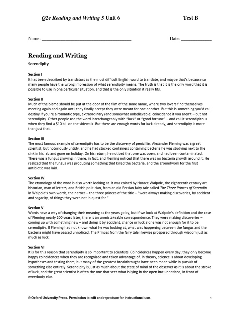 Q2e - RW5 - U06 - Test B | PDF | Luck