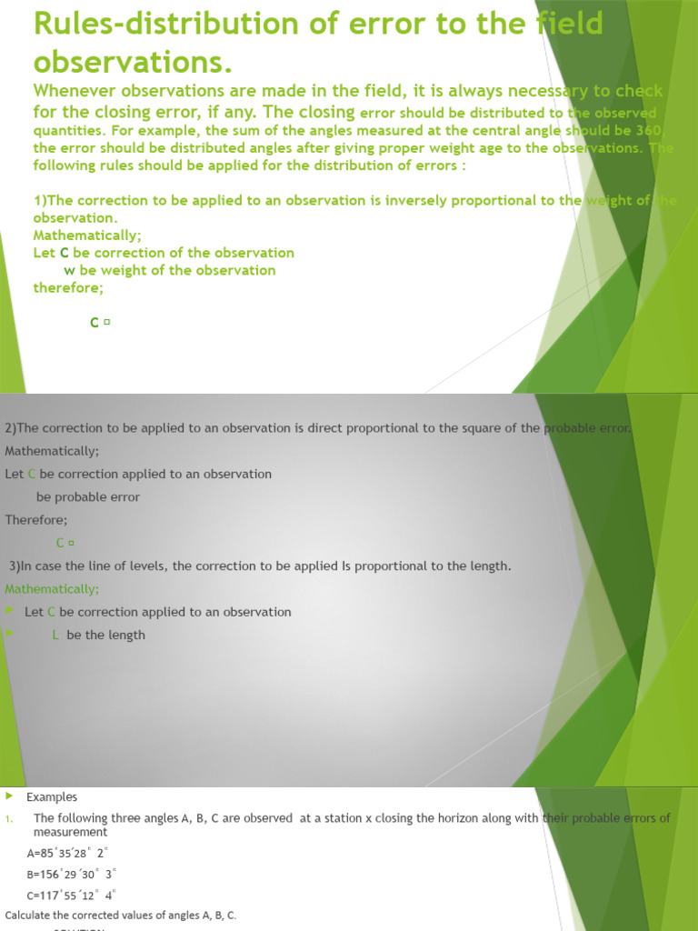 GROUP NO 1 Rules-Distribution of Error To The Field Observations ...