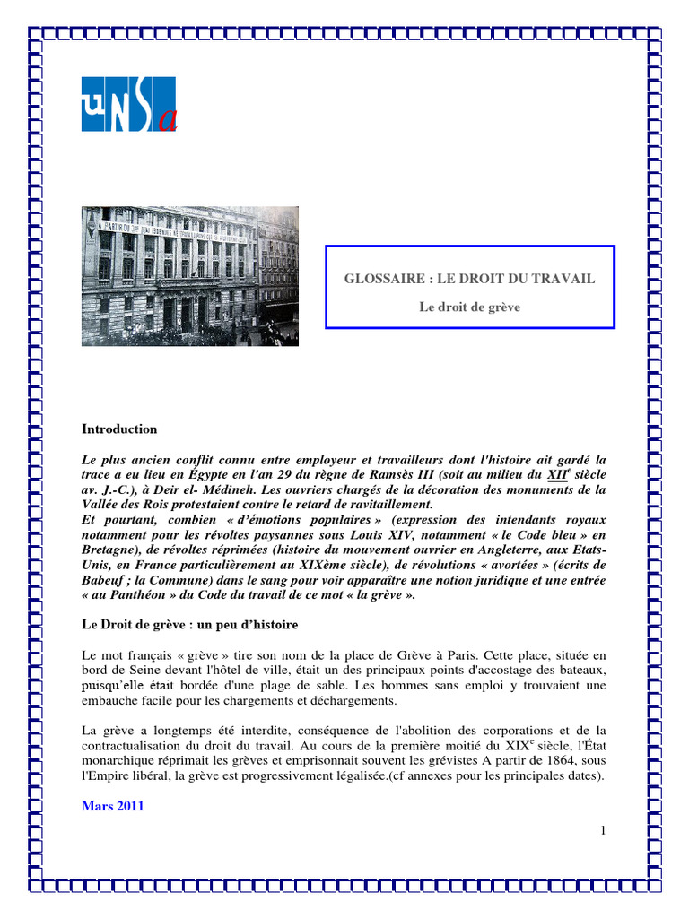 Histoire du droit de grève en France | PDF | Grève | Sciences politiques