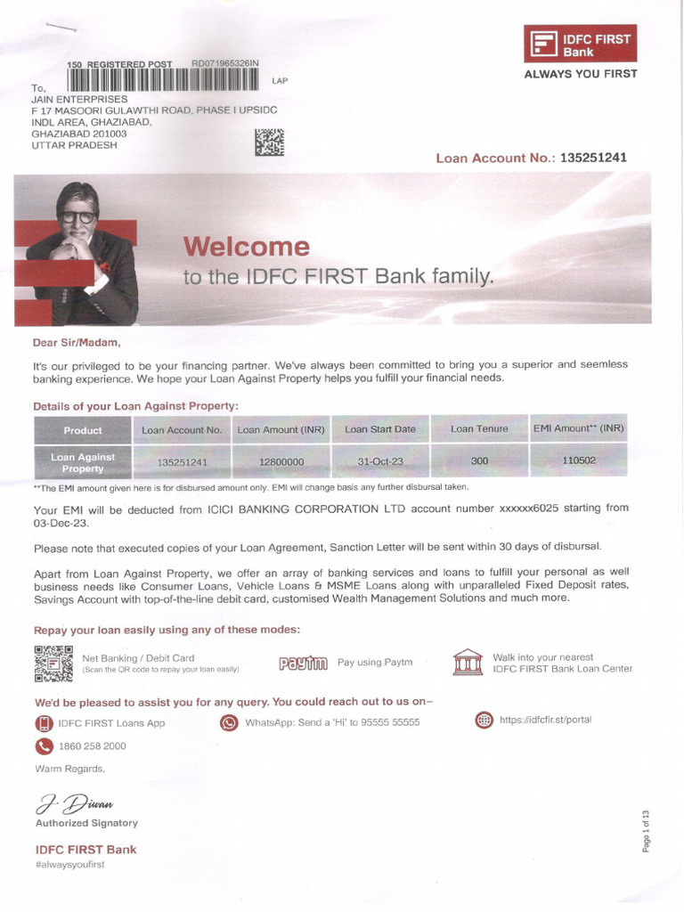 Idfc First Bank Repayment Schedule | PDF