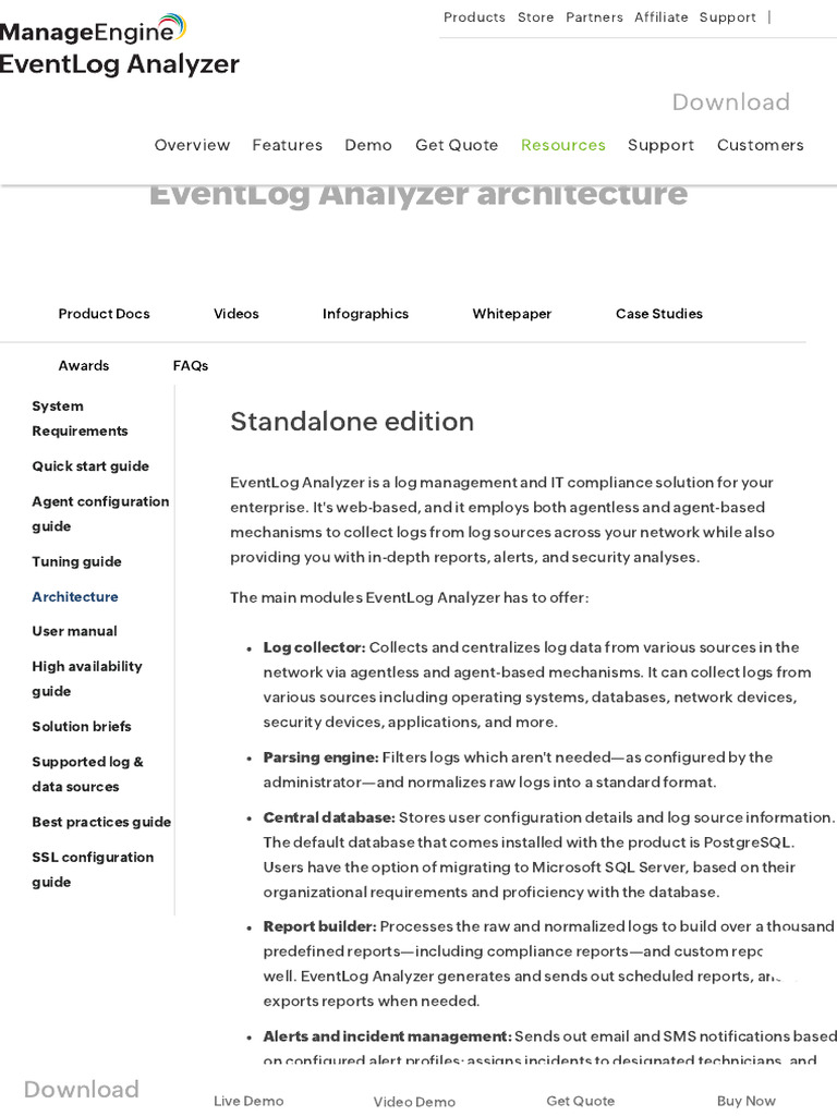 Architecture - EventLog Analyzer | PDF | Databases | Computer Network