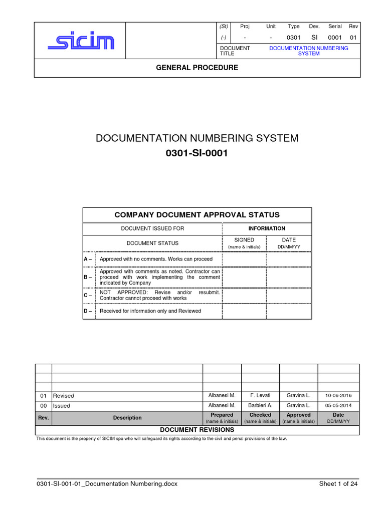 0301-SI-001-01 - Documentation Numbering | PDF | Specification (Technical Standard ...
