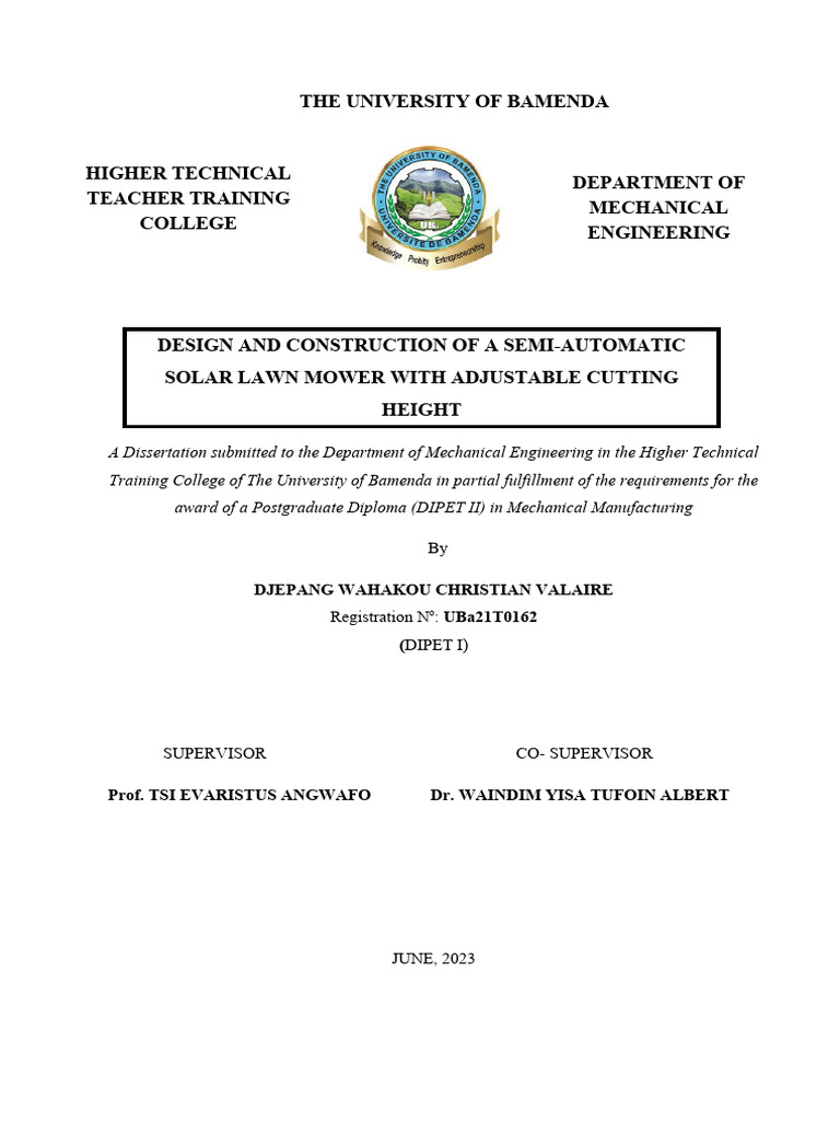 Final Project Update Chris 2023 | PDF | Lawn Mower | Mower