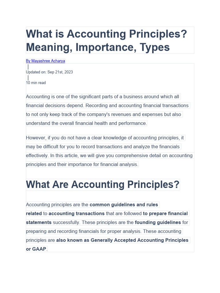 Accounting Principles | PDF | Accounting | Financial Statement