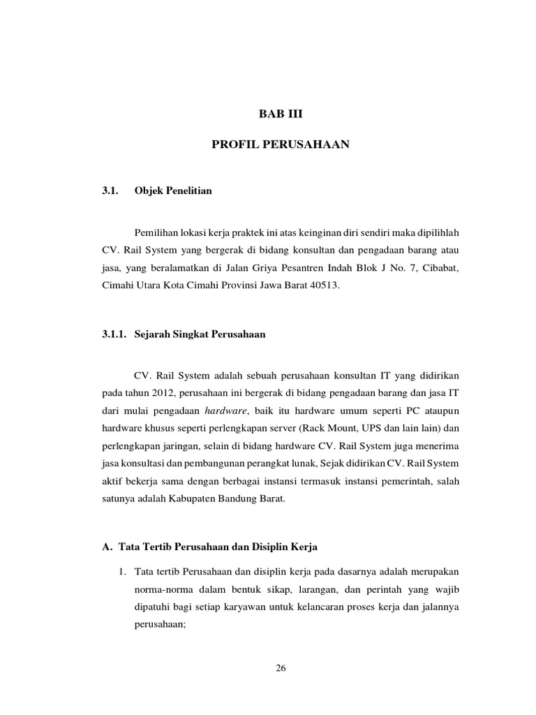 UNIKOM - Virna Fuji Lestari - KP - BAB III Profil Perusahaan | PDF