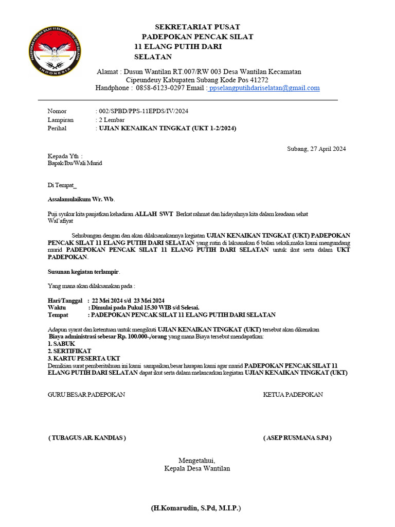 Surat Undangan Ukt | PDF