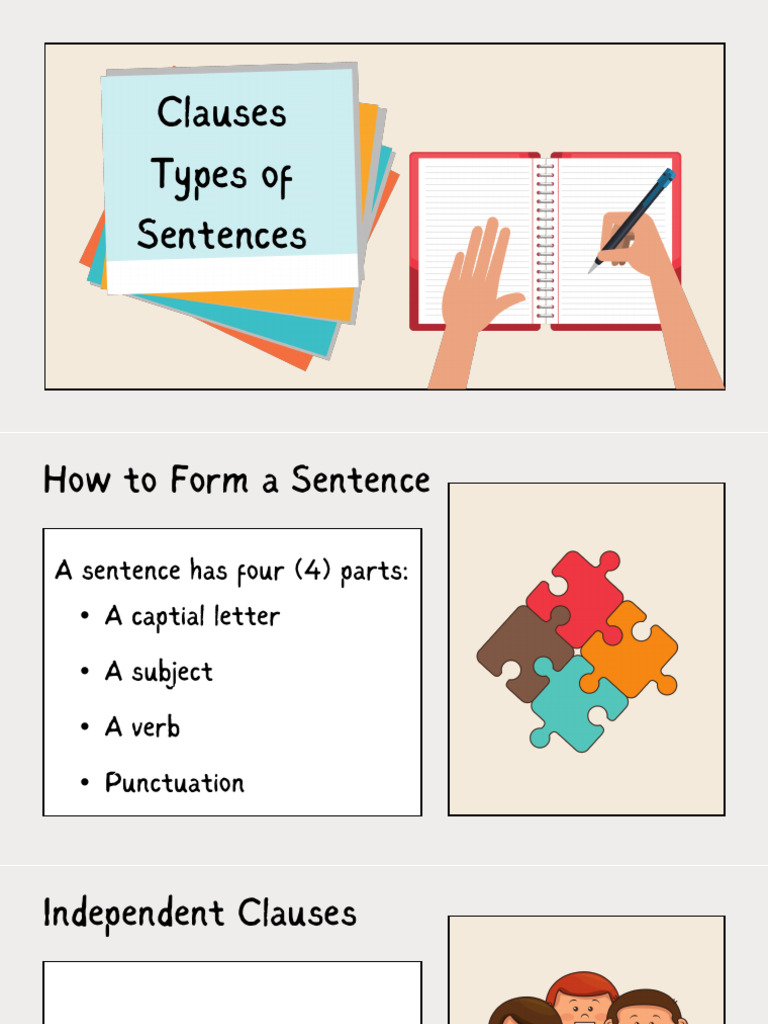Types of Sentences English Presentation in Cream and Black Illustrative ...