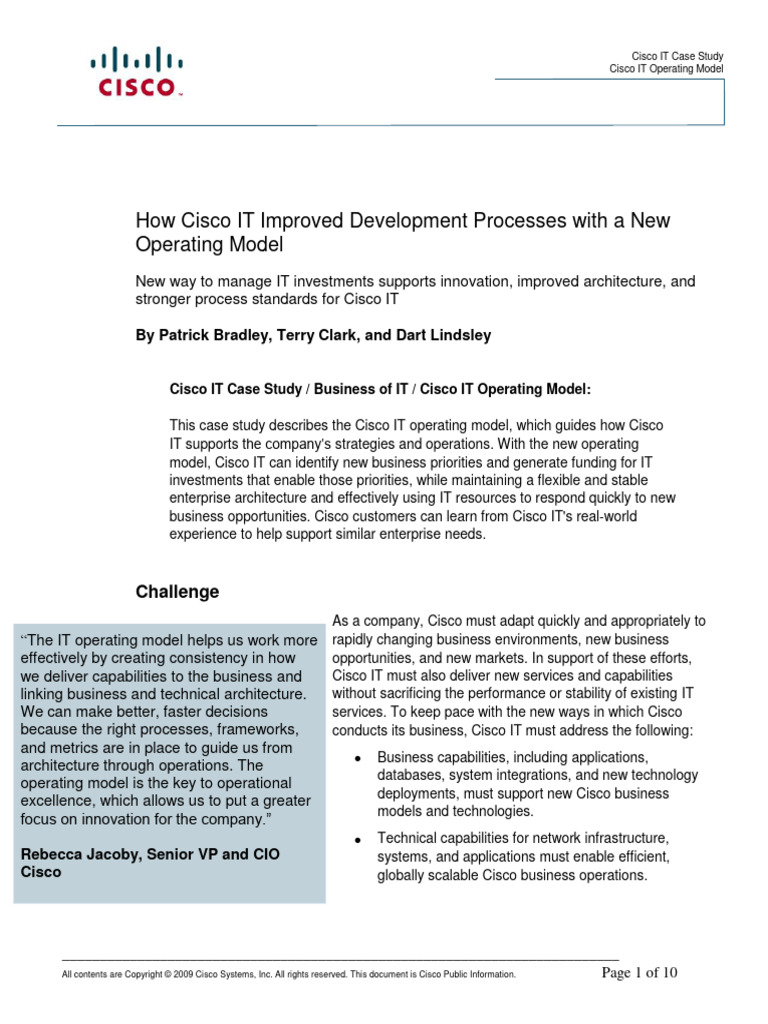 Cisco IT Case Study IT Operating Model | PDF | Business Model | Business