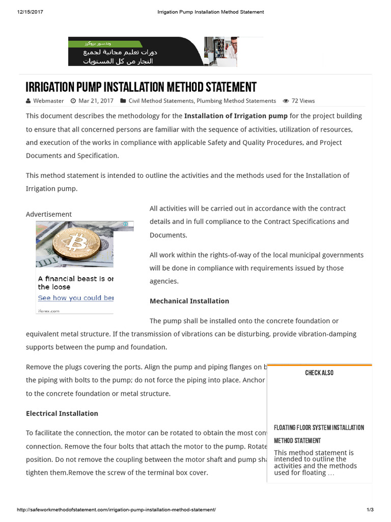 Irrigation Pump Installation Guide | PDF | Pump