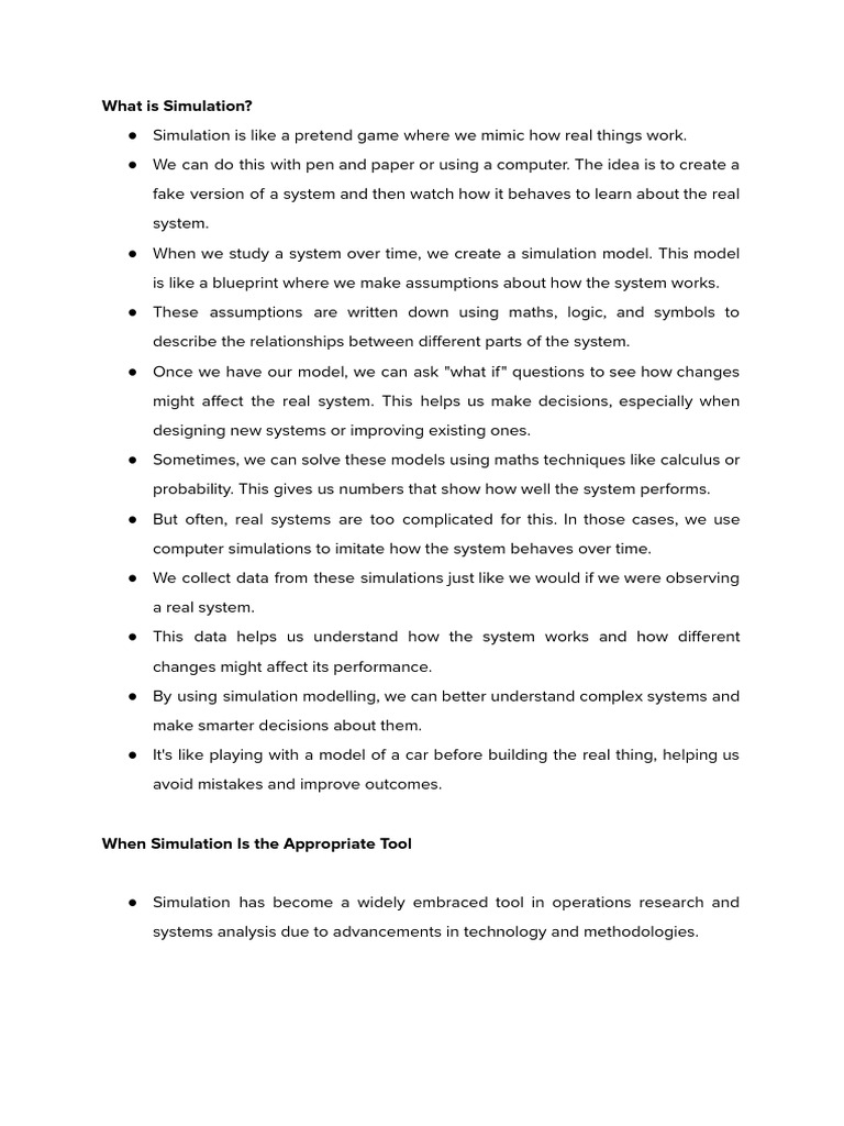 Lesson 1 Overview Of Modeling And Simulation Pdf Simulation System