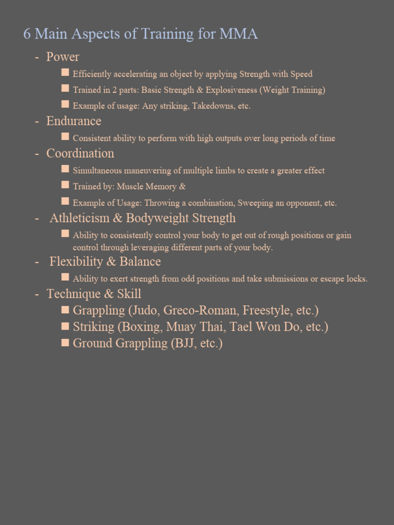 5 Main Aspects of Training For MMA | PDF | Grappling | Mixed Martial Arts