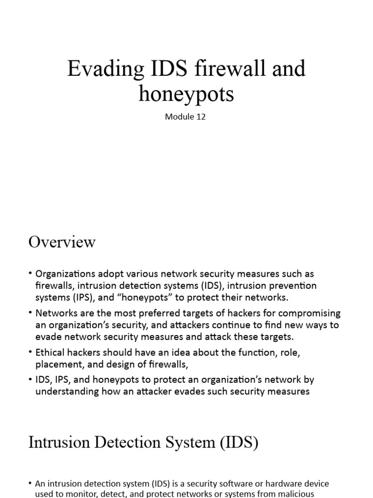 Evading IDS Firewall and Honeypots - 12 | PDF | Security | Computer Security