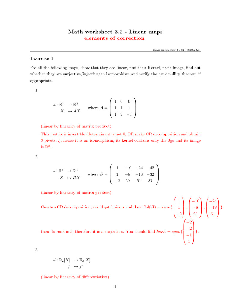 WS3 2 Corr | PDF | Eigenvalues And Eigenvectors | Linear Map