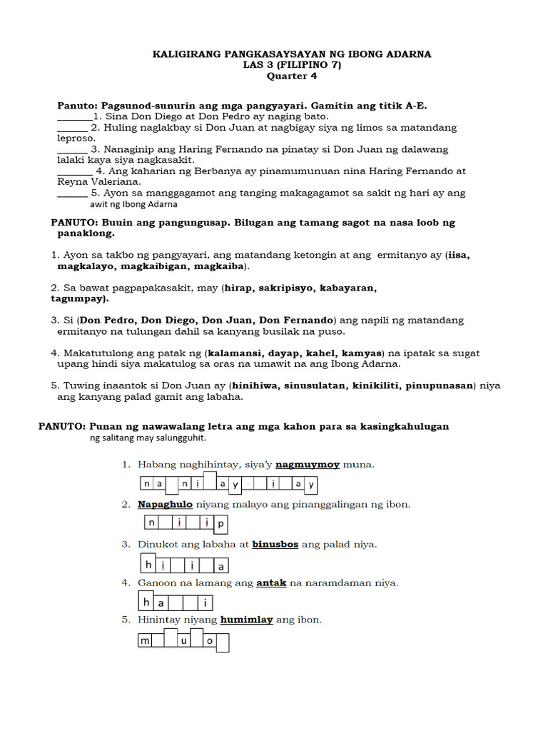 Las 3 (Filipino 7, Quarter 4) | PDF