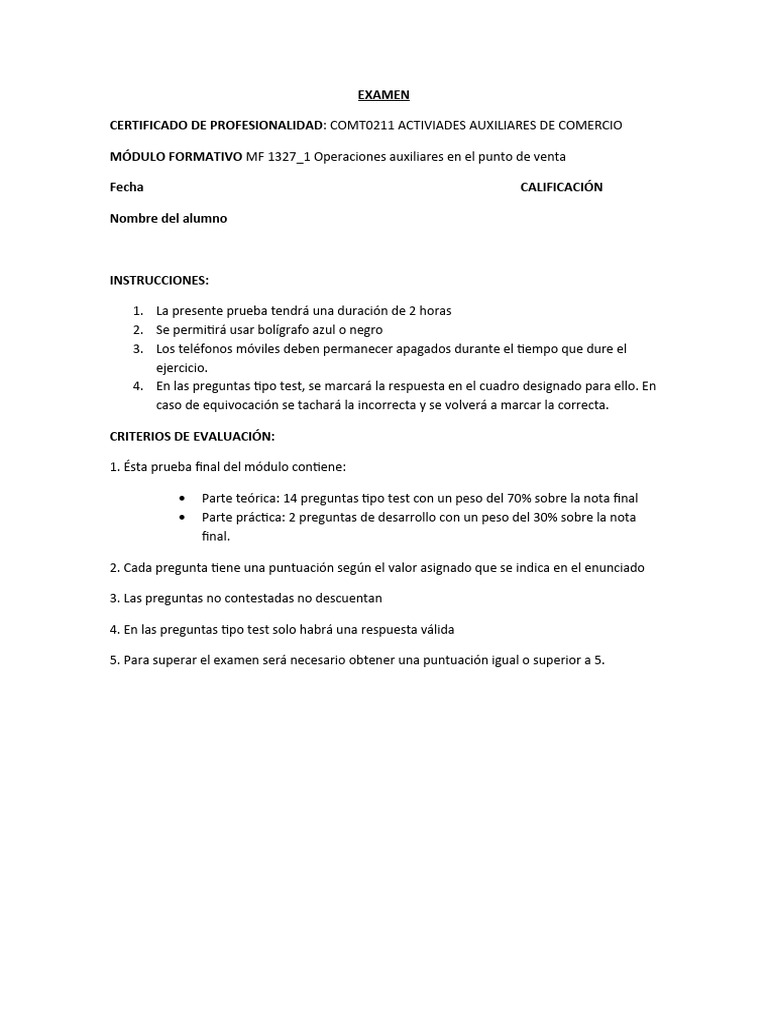 EXAMEN Modulo1 | PDF